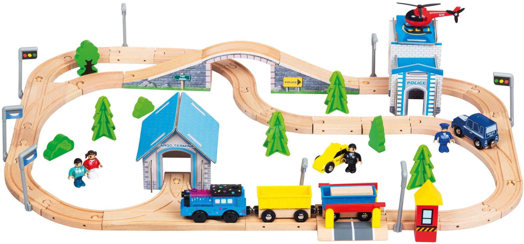 Modell-Eisenbahn aus Holz mit Zubehör 80 Teile - Modelleisenbahn | Alza.de